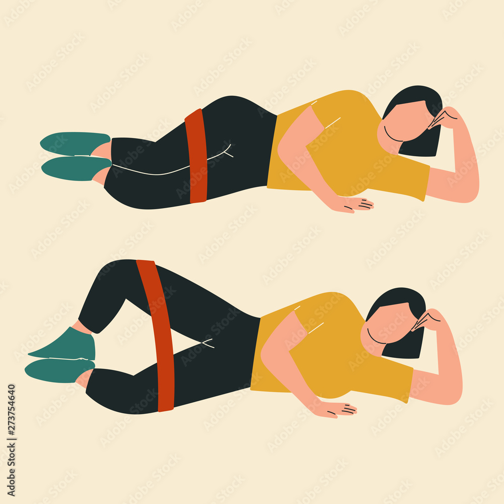 Woman doing clamshells. Illustrations of glute exercises and workouts ...