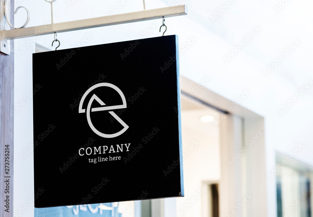 Hanging Black Sign Mockup Stock Template | Adobe Stock