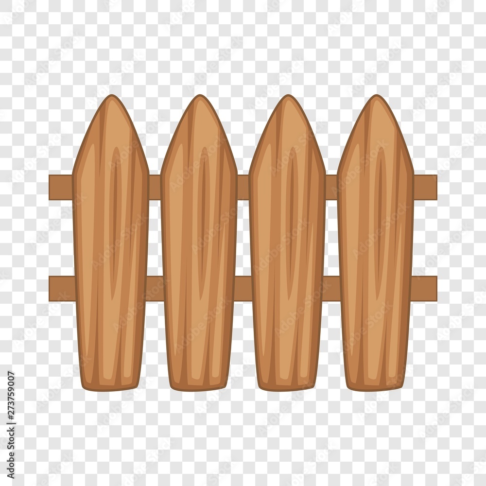 Brown wooden picket fence icon. Cartoon illustration of brown wooden ...