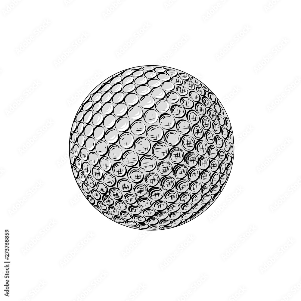 Vector drawing of golf ball in color, isolated on white background ...