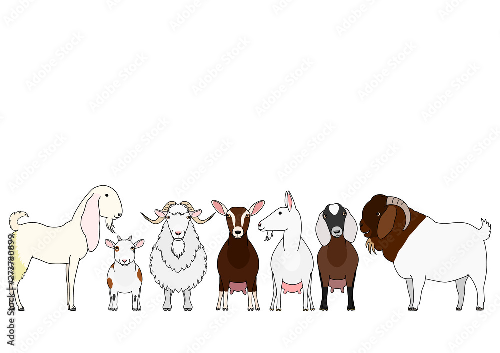 cute cartoon goat group Stock Vector | Adobe Stock