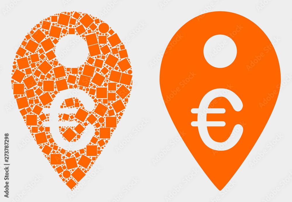 Dotted and flat euro map marker icons. Vector mosaic of euro map marker ... Dotted and flat euro map marker icons. Vector mosaic of euro map marker ...