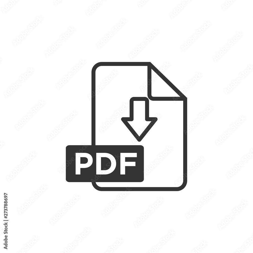 PDF icon black color editable. PDF symbol Flat vector sign isolated on ...