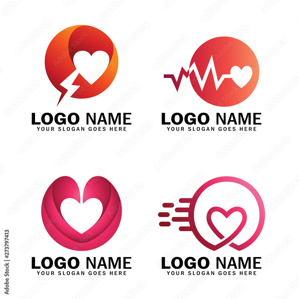 Love logo vector collection, Heart symbol logo set Stock Vector | Adobe ...