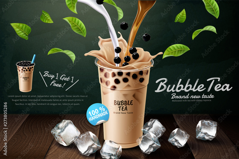Bubble milk tea ads Stock Vector | Adobe Stock
