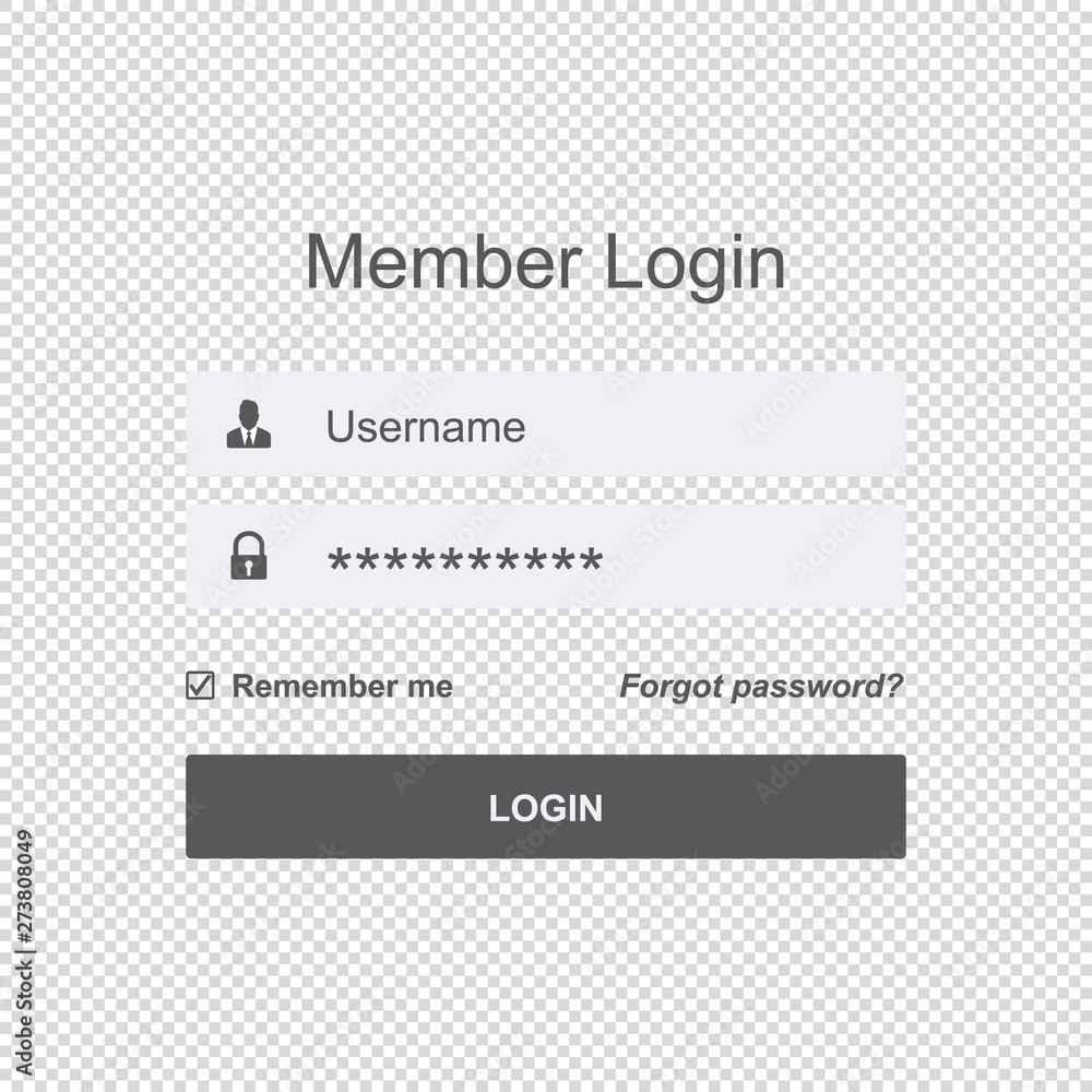 User Interface Member Login - Vector Illustration - Isolated On ...