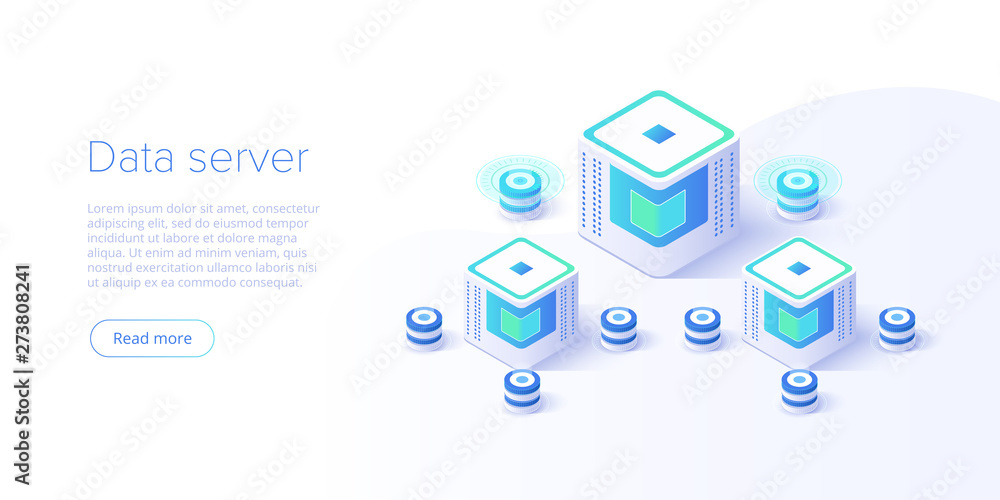 Hosting server isometric vector illustration. Abstract 3d datacenter or ...