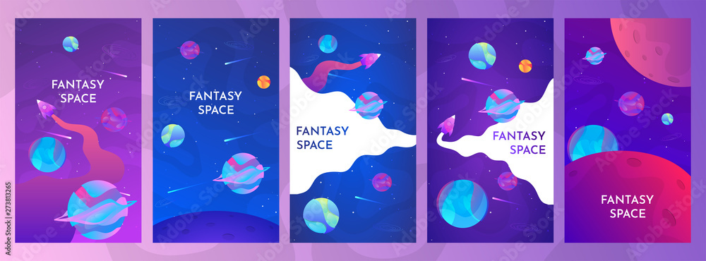 Set of banner templates. universe. space. space trip. design. vector ...