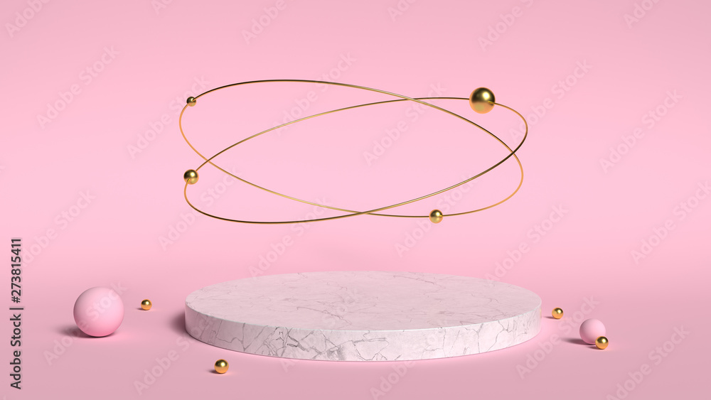 3d abstract background render. Pink platform for product display ...