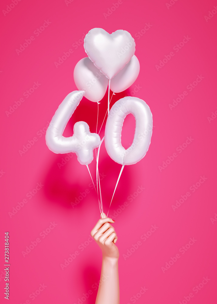 40 years old. Number 40th anniversary, happy birthday congratulations ...