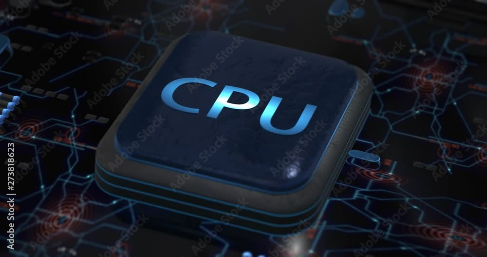 CPUs and other processors shoot bright blue electrons around a circuit ...