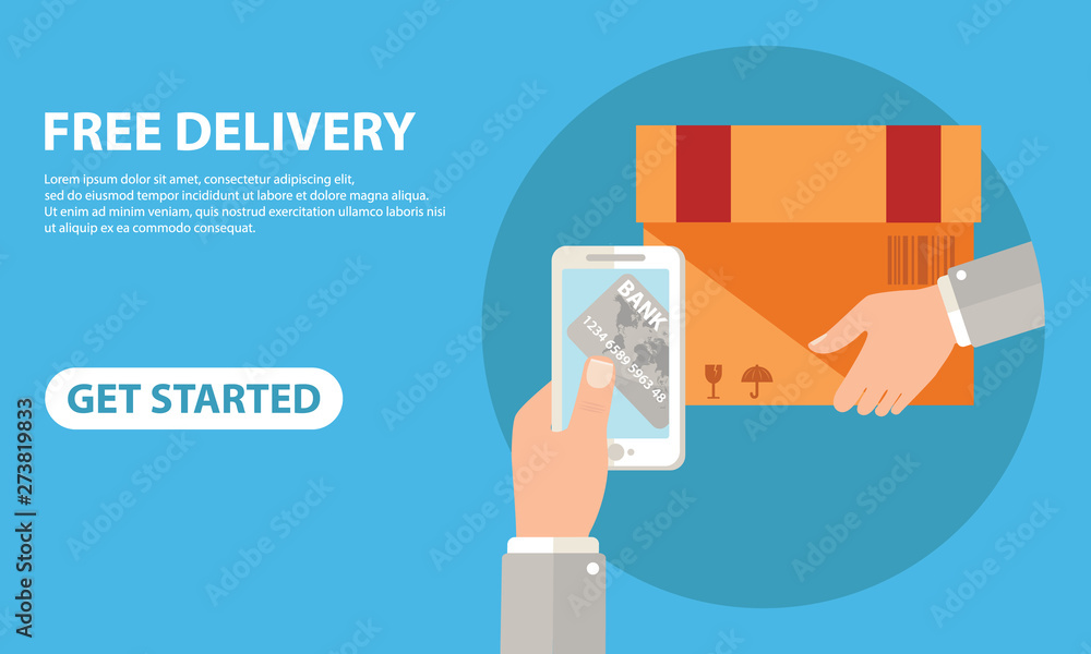 Free delivery for clients how pay by credit card via mobile app. Flat ...