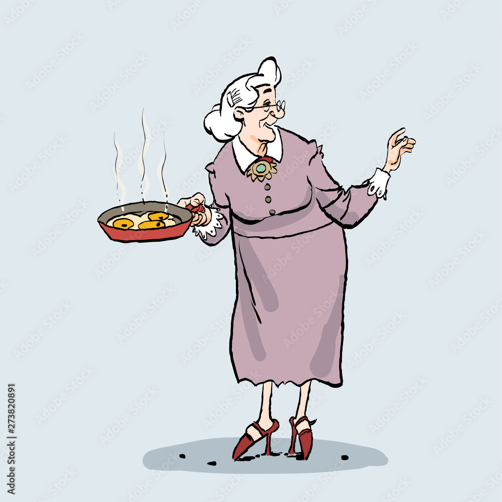 Grandmother Cooking Drawing