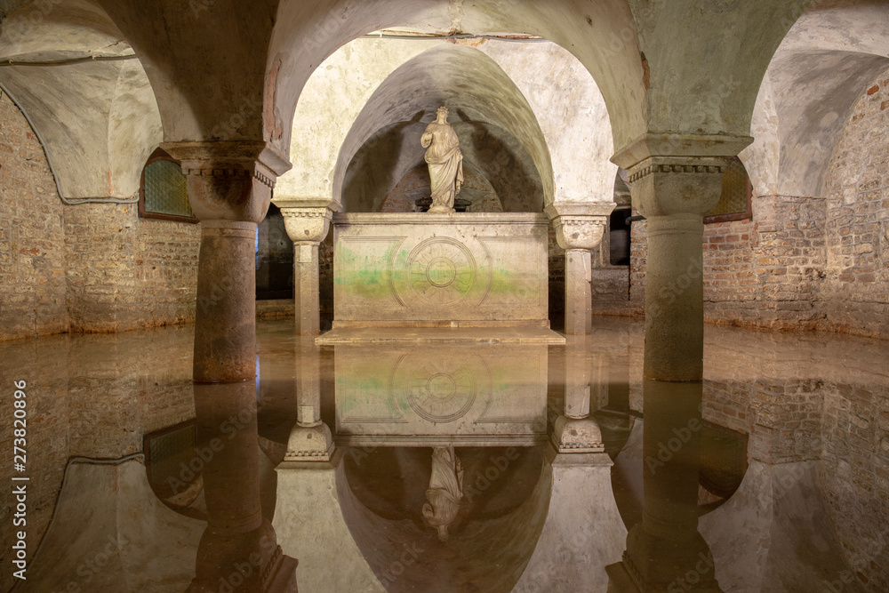 flooded crypt at the Church of San Zaccaria (Chiesa di San Zaccaria) in ...