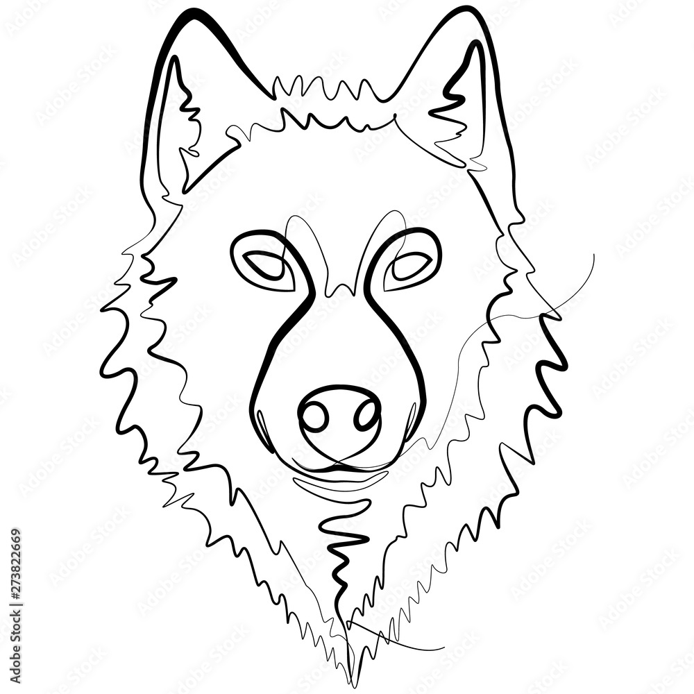 Wolf one line drawing. Line Art Dog Vector Illustration Stock Vector ...
