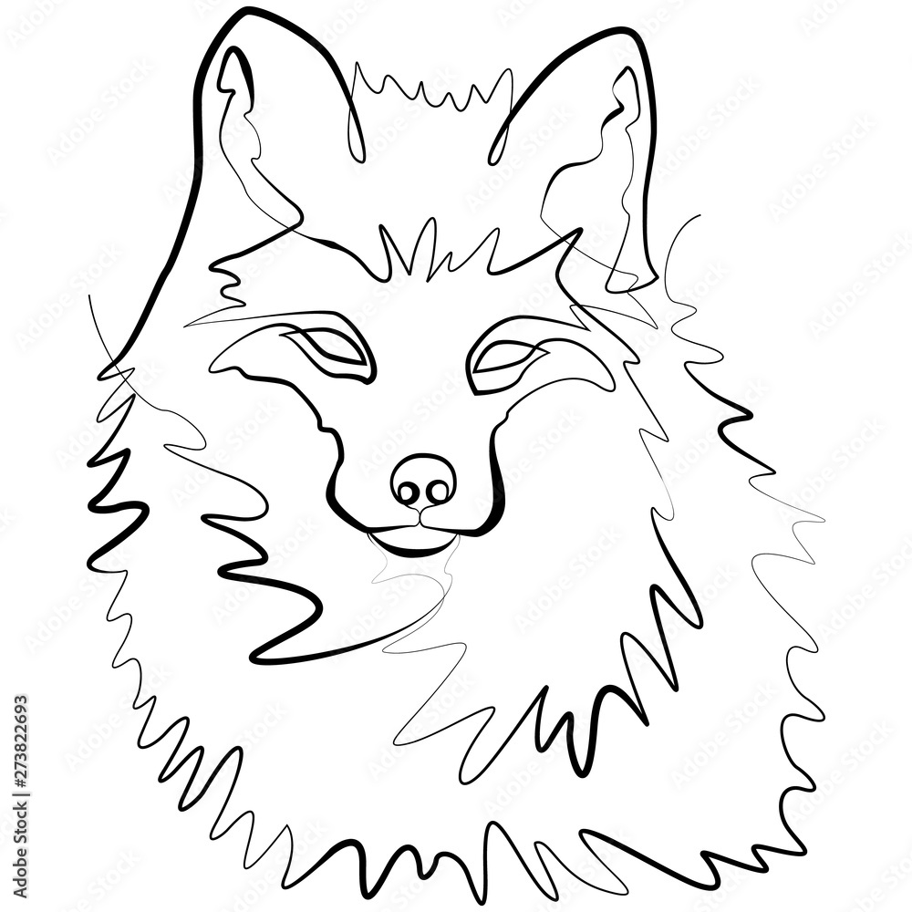 Fox one line drawing. Line Art Animal Vector Illustration Stock Vector ...