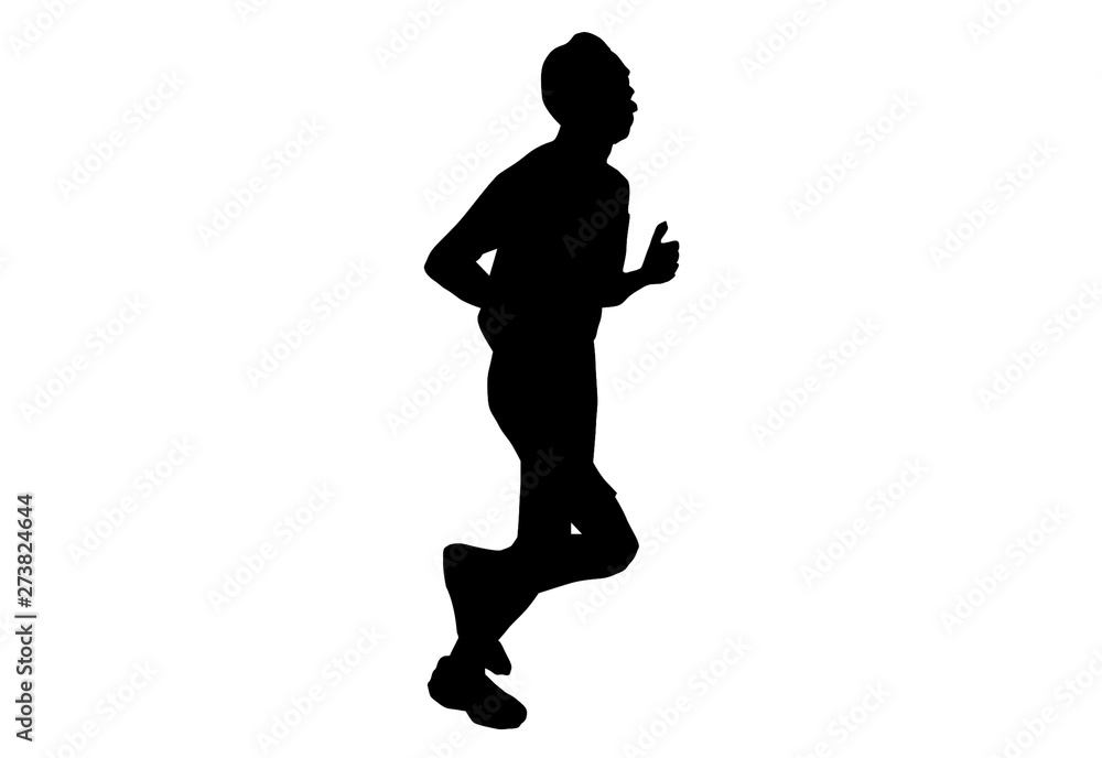 Silhouette running.This is men run exercise for Health At area Stadium ...