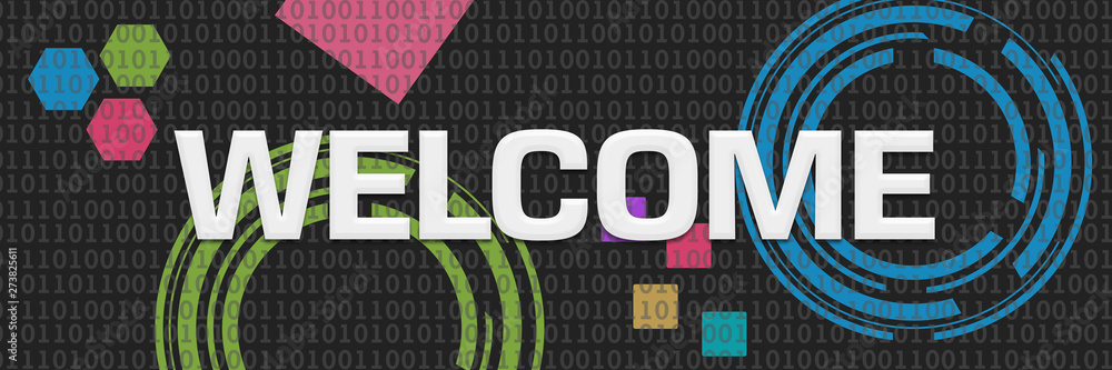 Welcome Dark Colorful Digital Technology Background Stock Illustration ...