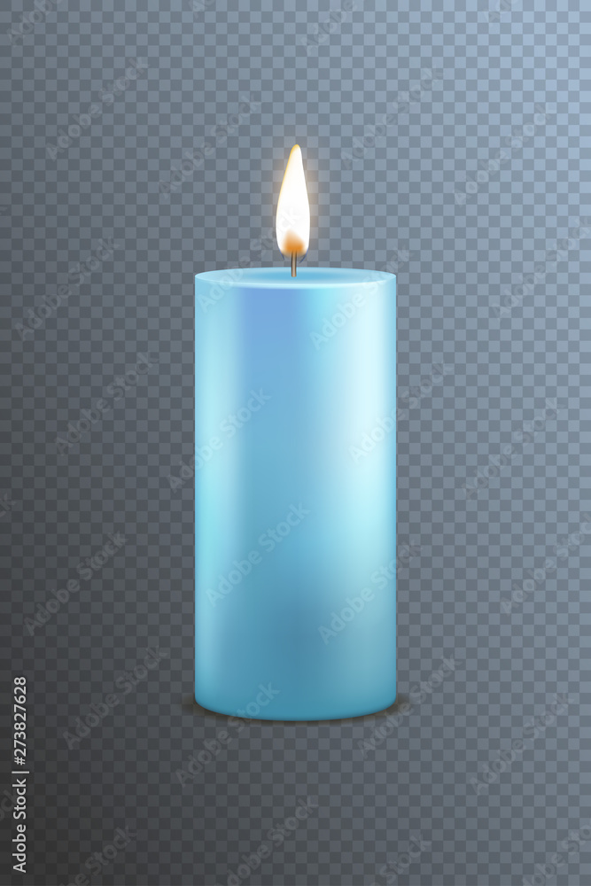 Realistic Detailed 3d Blue Candle on a Transparent Background. Vector ...