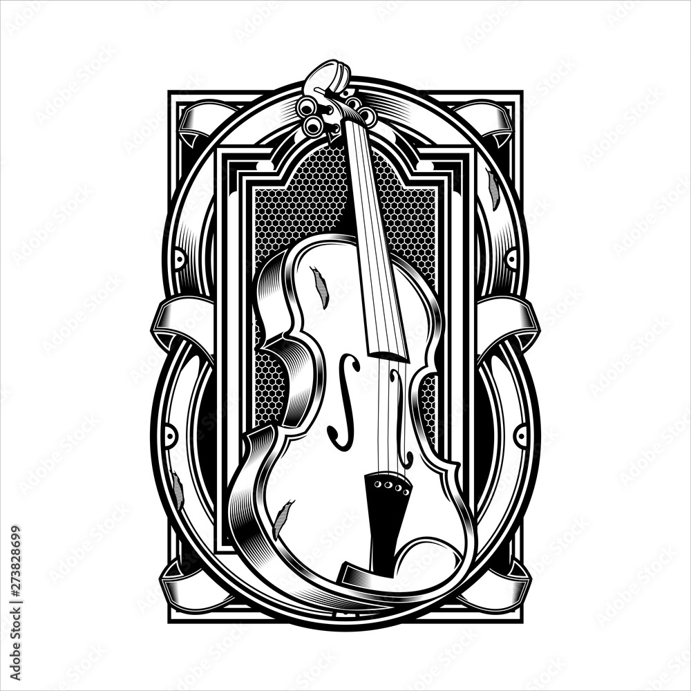 viola Musical Instrument String.vector hand drawing.Shirt designs ...