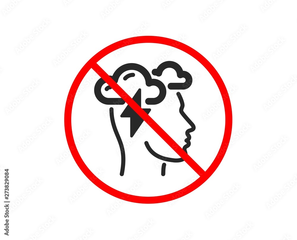 No or Stop. Mindfulness icon. Psychology sign. Cloud storm symbol ...