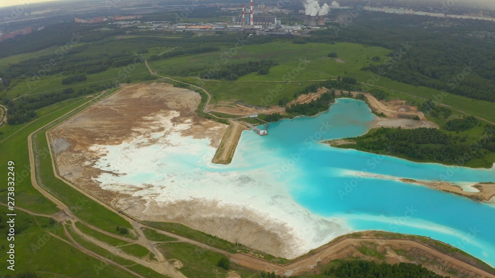 Artificial lake for discharging chemical waste from a chemical plant ...
