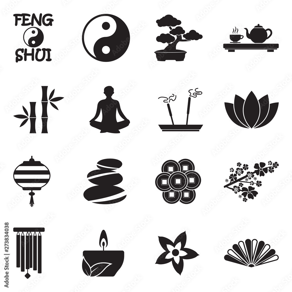 Feng Shui Icons. Black Flat Design. Vector Illustration. Stock Vector ...
