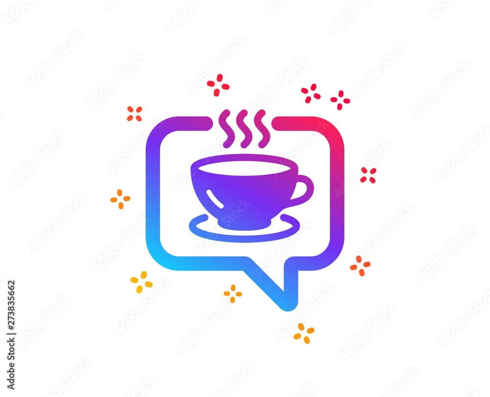 Hot coffee icon. Tea drink sign. Cafe symbol. Dynamic shapes. Gradient ...
