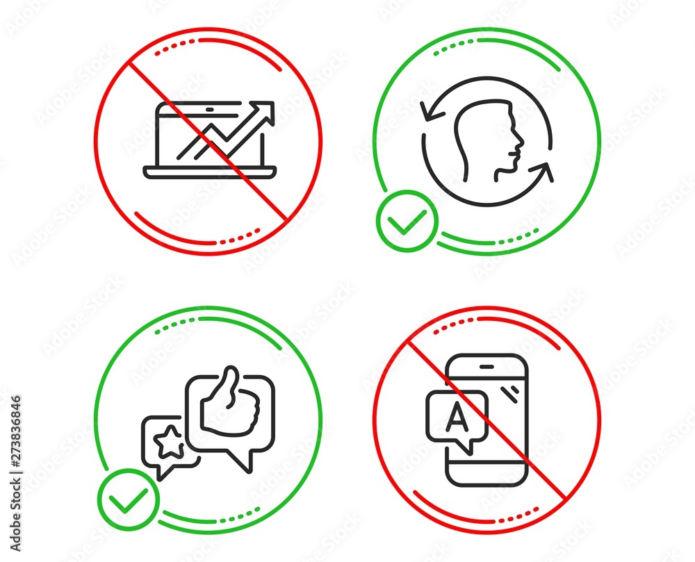 Do or Stop. Sales diagram, Face id and Like icons simple set. Ab ...