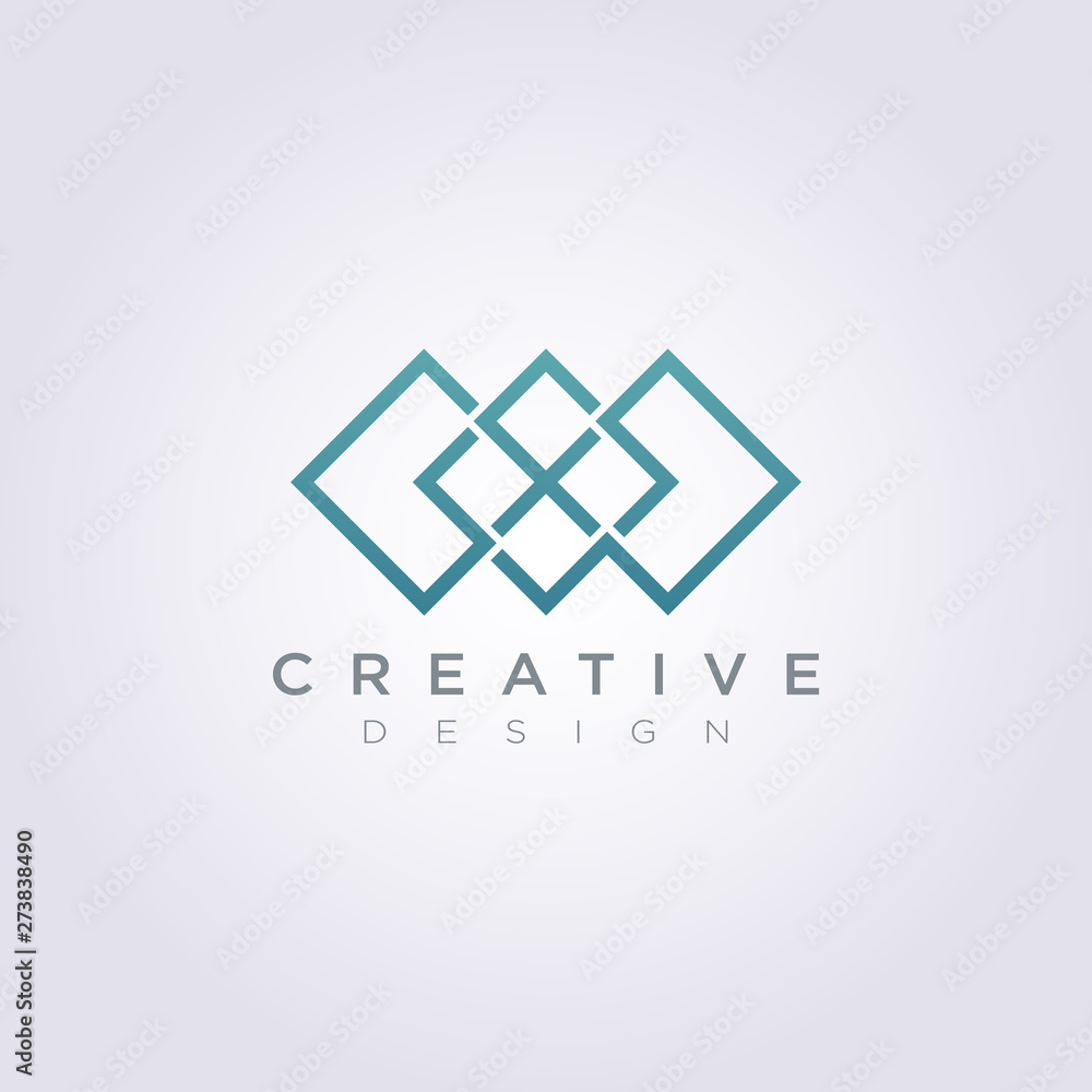Vector Logo Icon Design Line Modern Square Pattern Stock Vector | Adobe ...