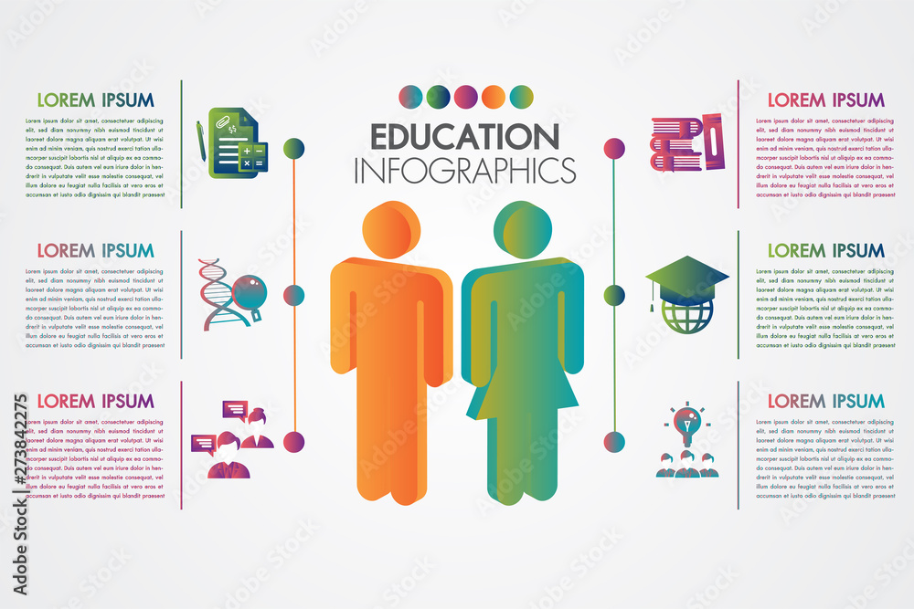 Education infographic template with icons design and 3d lerning concept ...