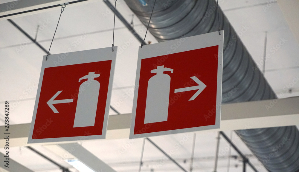 Sign Indicating Location of Fire Extinguisher Stock Photo | Adobe Stock