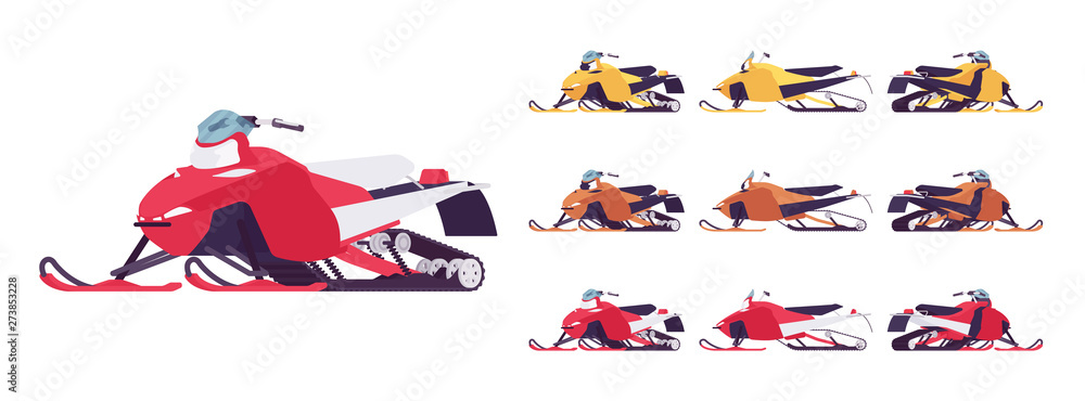 Snowmobile transport set. Motor sled, vehicle for extreme travelling on ...