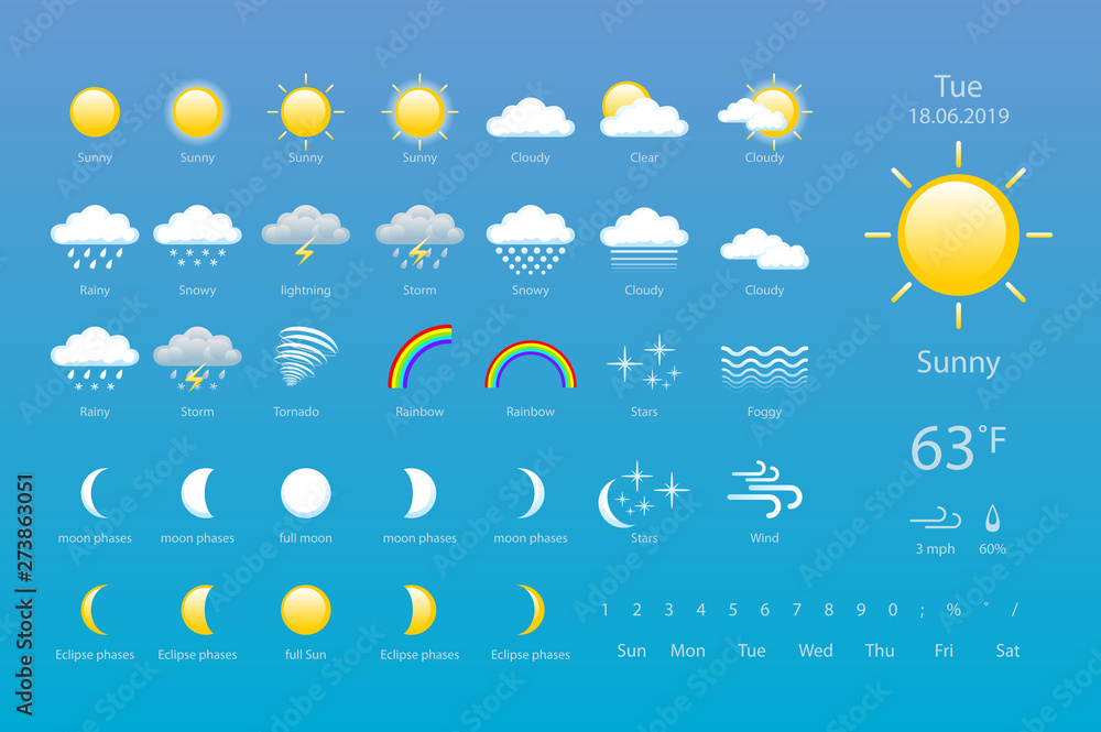 Set Weather Icons All Icons For Weather With Sample Of Use Vector set-weather-icons-all-icons-for-weather-with-sample-of-use-vector