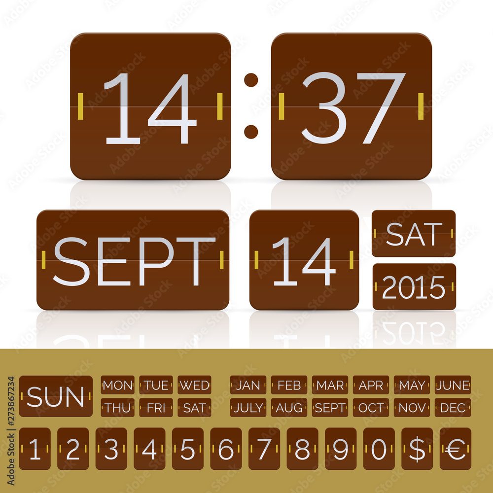 Coffee color flip flat calendar with week days and monthes with flip ...