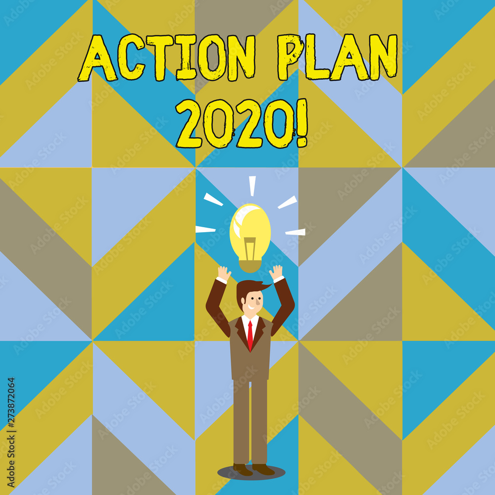 Handwriting text writing Action Plan 2020. Conceptual photo proposed ...