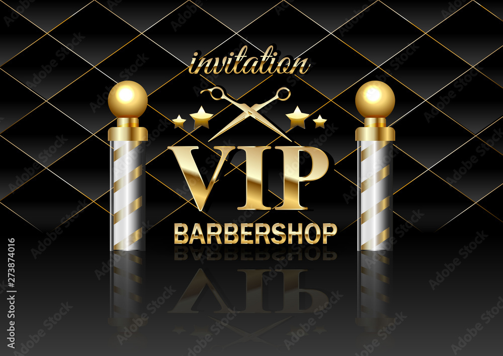 VIP hair salon Golden design elements and text, on black velvet ...