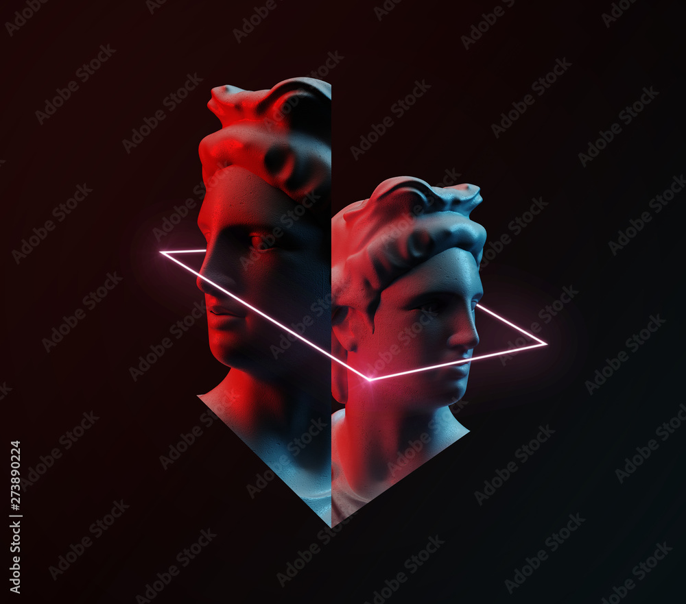 Apollo style design background vaporwave concept. 3d Rendering. Stock ...