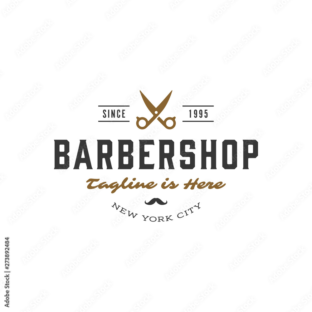 Barber shop logo with text space for your slogan / tagline, vector ...