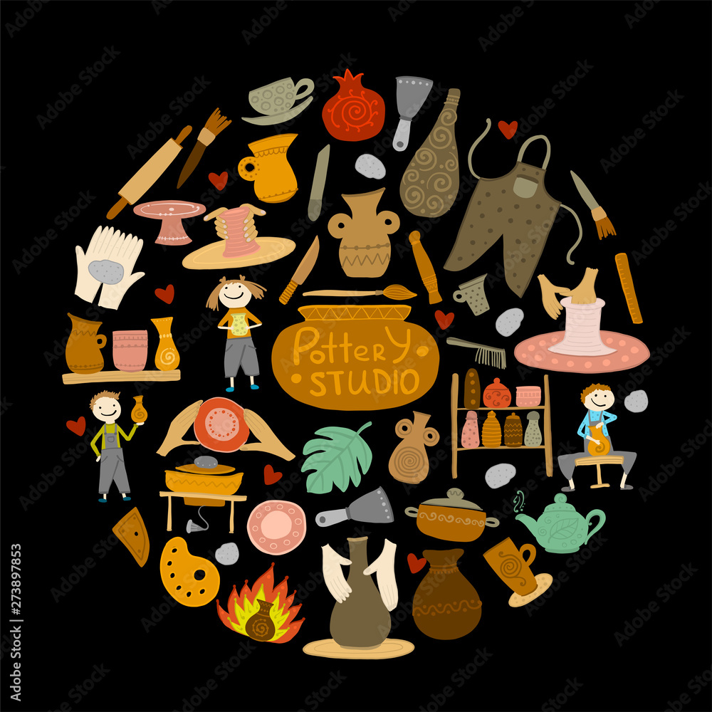 Pottery studio, background for your design Stock Vector | Adobe Stock