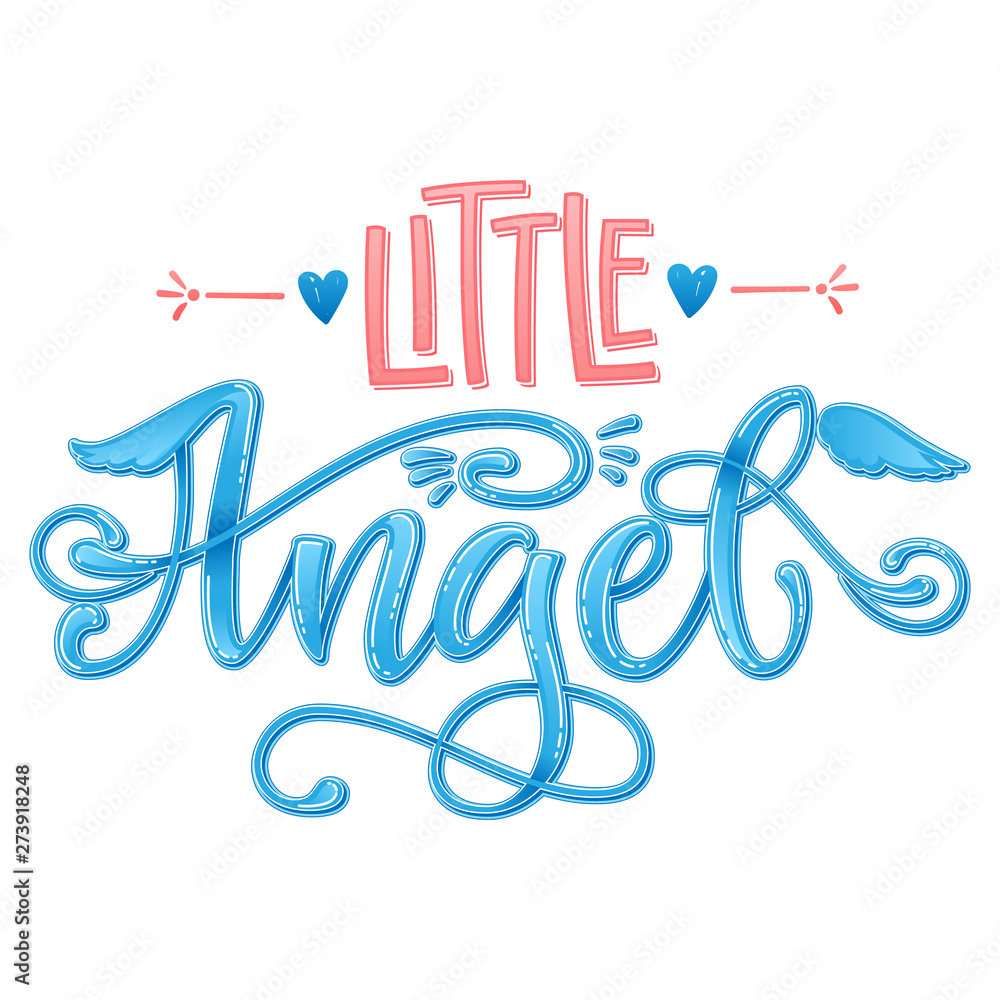 Little Angel quote. Baby shower hand drawn calligraphy script ...