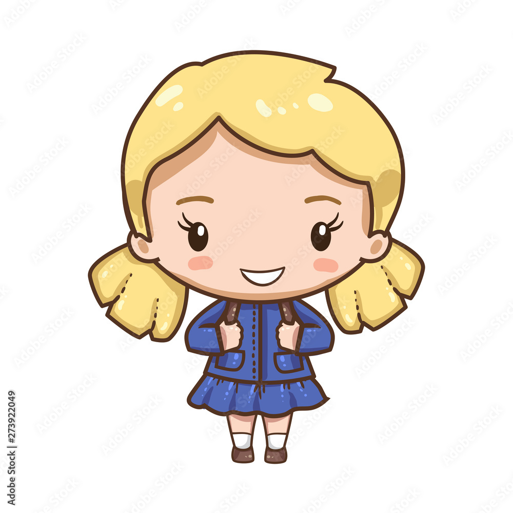 Vector illustration of cute chibi character isolated on white ...