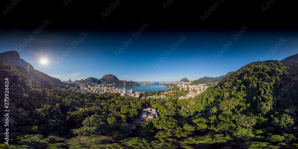 Rio de Janeiro seen from the slopes of the Corcovado mountain looking ...