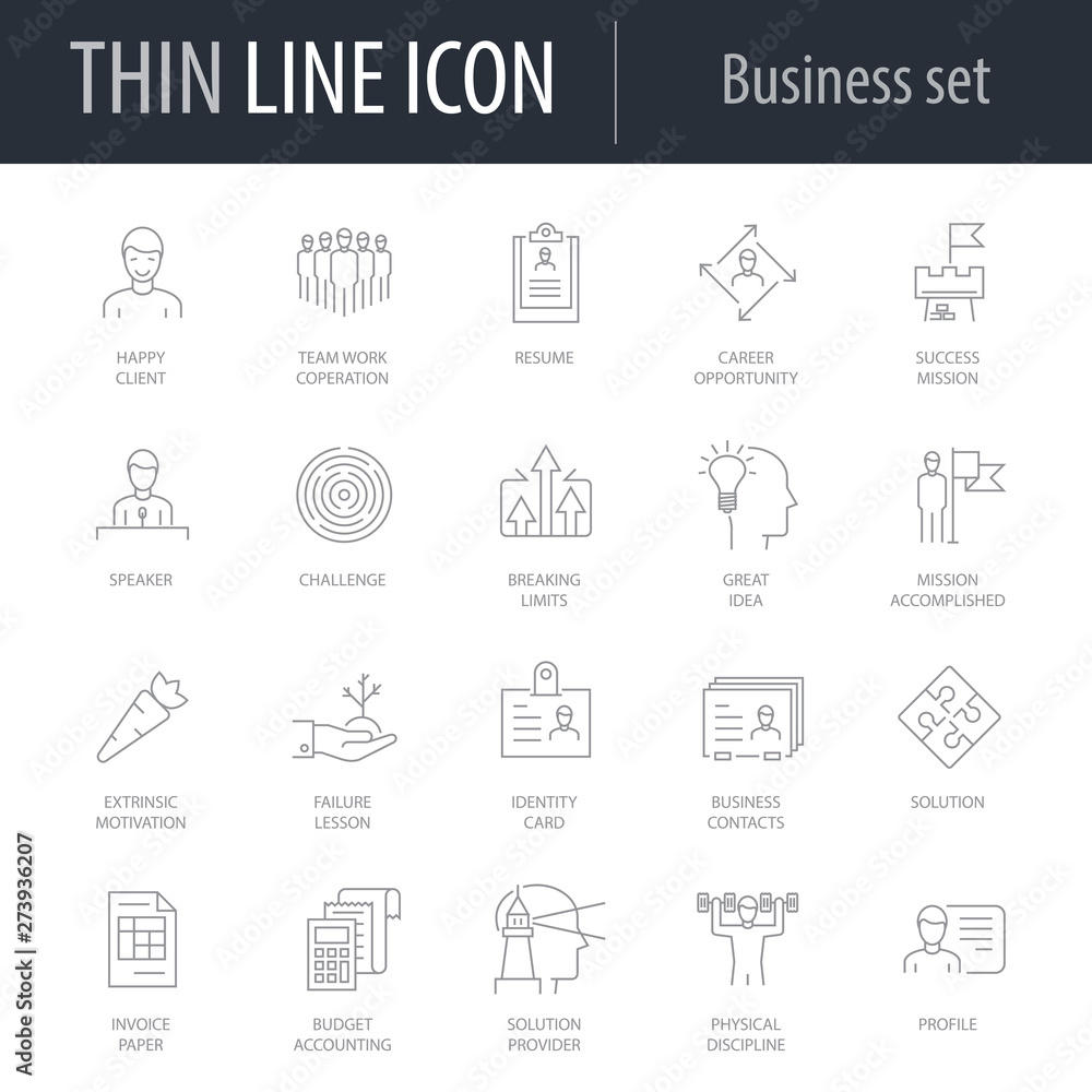 Icons Set of Business Number Two. Symbol of Intelligent Thin Line Image ...