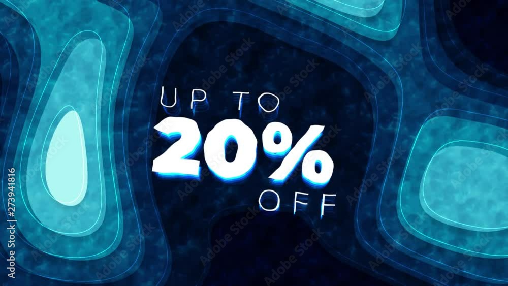 Summer Sale animation. 20% Discount Abstract layered background ...