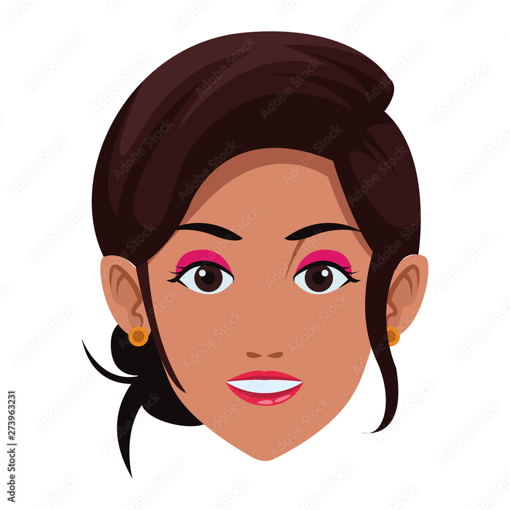 indian woman face avatar cartoon Stock Vector | Adobe Stock