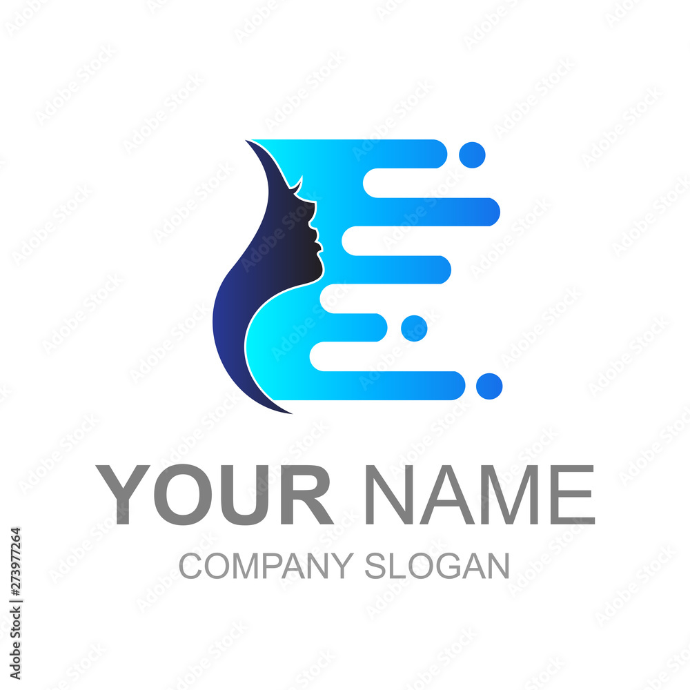 beautiful women logo,face and speed logo design illustration Stock ...