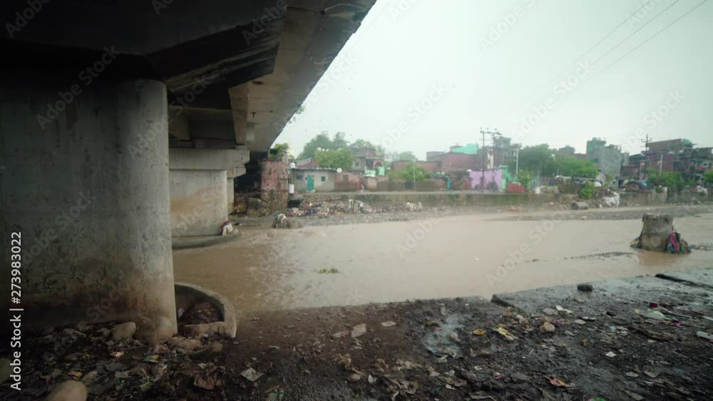 A polluted River.Polluted Indian River.Save water, Save Rivers.Clean ...