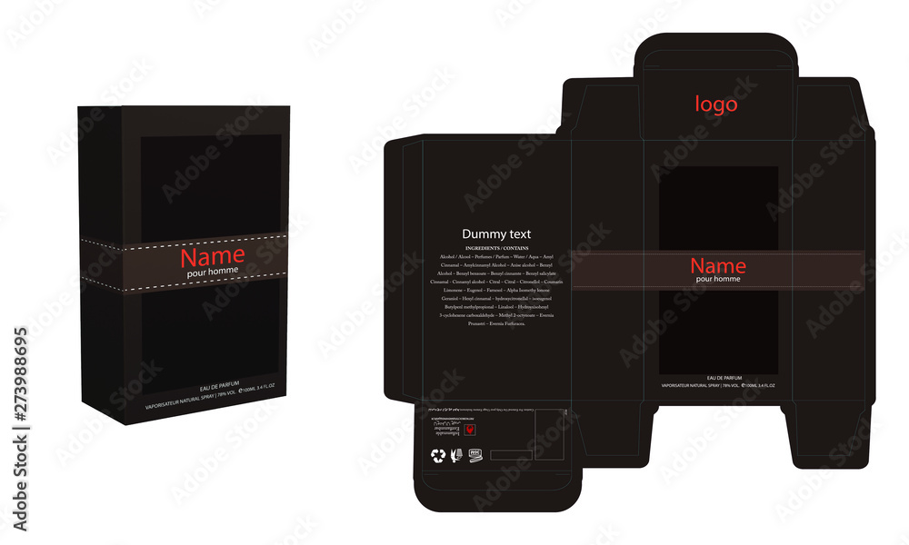 Packaging design, perfume luxury box design template and mockup box ...