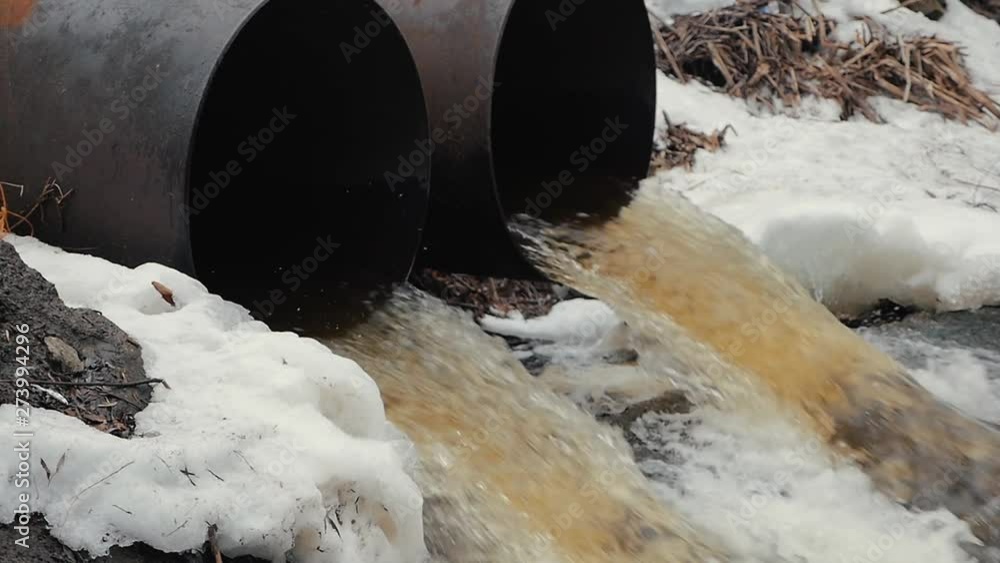 Drain pipes, environmental pollution. Drainage system flood protection ...